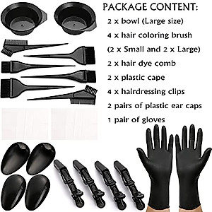 Borogo Hair Dye Coloring DIY Beauty Salon Tool Kit 20Pieces Hair Tinting Bowl, Dye Brush, Ear Cover, Gloves for DIY Salon Hair Dye Tools Hair Coloring Bleaching Hair Dryers Hair Dye Tools