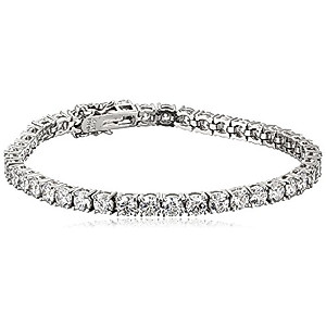 Amazon Collection Platinum Plated Sterling Silver Tennis Bracelet set with Round Cut Infinite Elements Cubic Zirconia (16.77 cttw), 7.25"