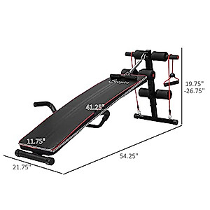 Soozier Multifunctional Sit Up Bench Ab Core Workout Exercise Bench Adjustable Thigh Support for Home Gym Black