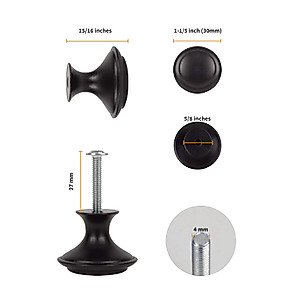 MoHern Black Cabinet Knobs, 30 Pcs 1-1/5 inch Kitchen Cabinet Drawer Hardware Knobs