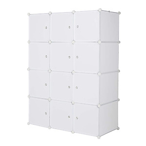 Practical and Stylish Multifunctional Modular Closet Cabinet with Stackable Plastic Cube Storage Shelves and Hanging Rod