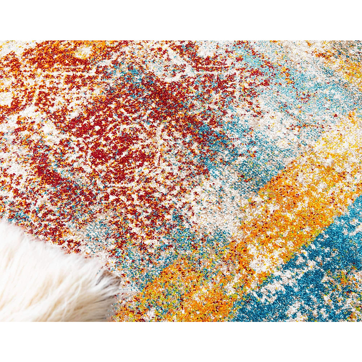 Unique Loom Rosso Collection Traditional, Medallion, Distressed, Bohemian, Vintage, Southwestern Area Rug, 5 ft x 8 ft, Multi/Blue