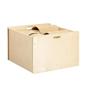 Kaplan Early Learning Wooden 4-Sided Block Storage Box on Heavy-Duty Wheels with Handles for Easy Mobility and Storage