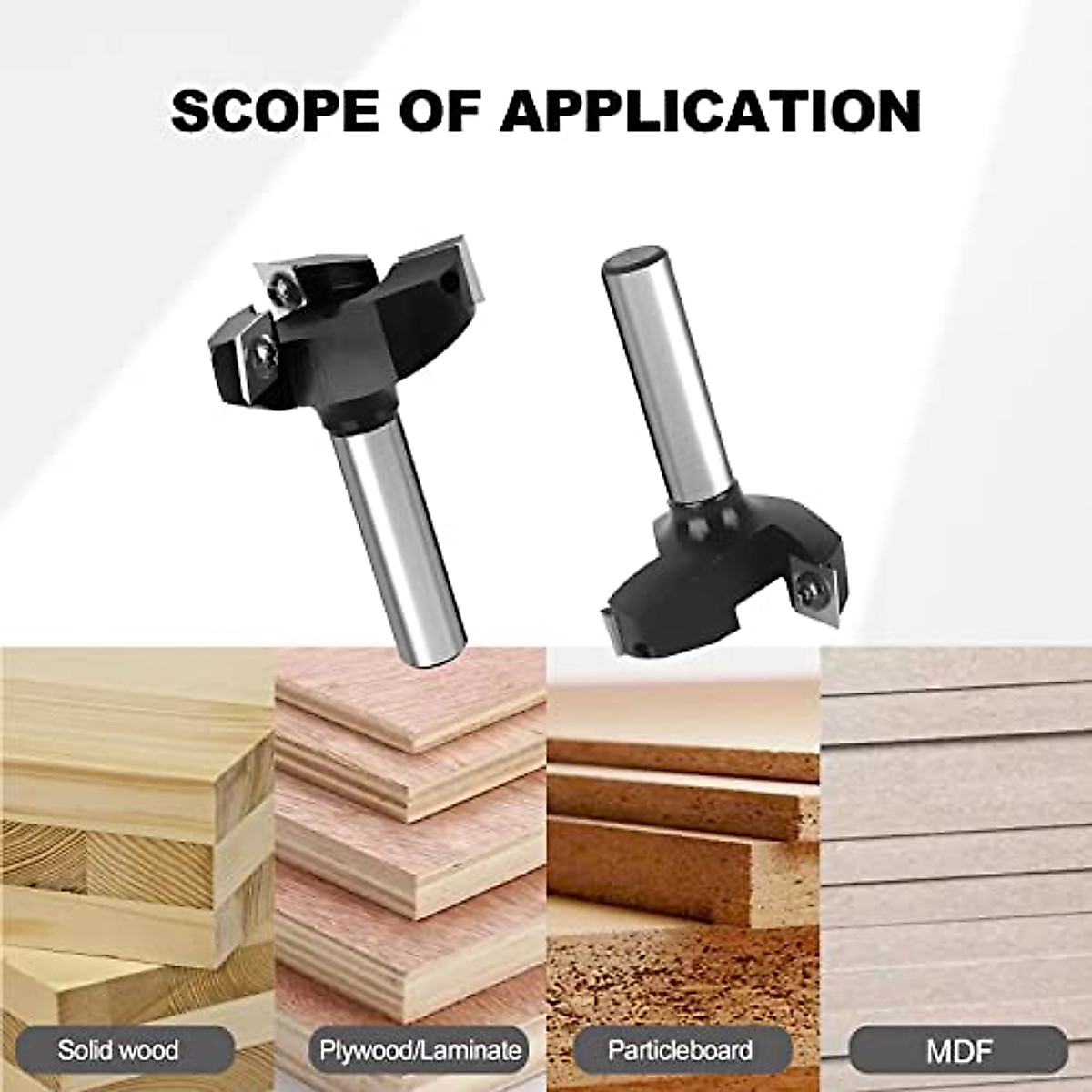 CNC Spoilboard Surfacing Router Bit， 1/2" Shank，3 Wing，2"Cutting Diameter.Adopt Carbide.Professional Woodworking Tools