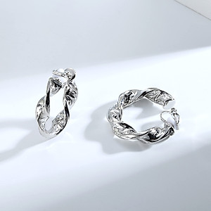 ORAZIO 6 Pairs Clip on Earrings for Women Gold Chunky Clip on Hoop Earrings Twist Tube Silver Hoop Earrings Non Pierced Fake Earrings Set