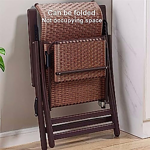 JHKZUDG Folding Patio Rocking Chairs,Garden Rattan Chairs,Portable Rocking Chair,PE Rattan Rocking Chair with Steel Frame, for Garden, Backyard, Porch