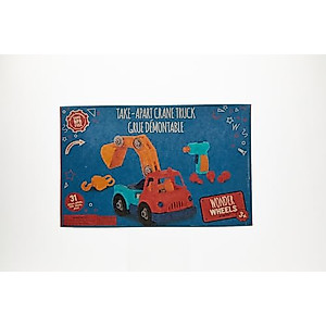 Battat- Wonder Wheels- Take-Apart Crane Truck – Toy Crane Truck With Drill For Kids – STEM Toy- Developmental Toy – 3 Years +