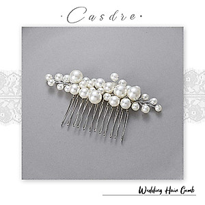 Casdre Pearl Bride Wedding Hair Comb Silver Bridal Side Comb Hair Piece Wedding Hair Accessories for Women and Girls