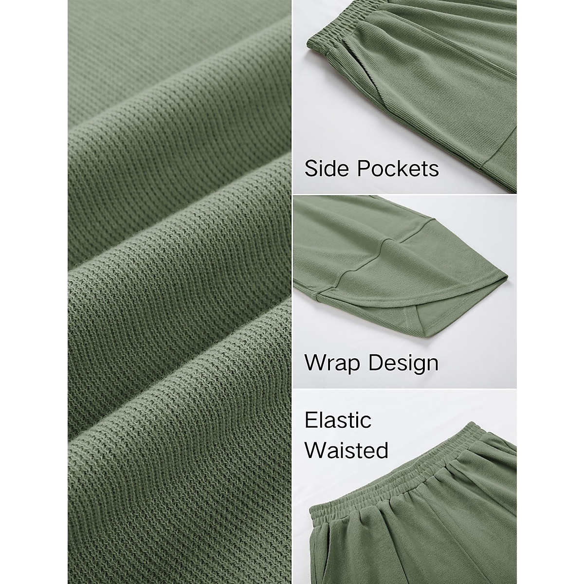 Xiaoxuemeng Womens Baggy Wide Leg Pants Casual Elastic Waisted Palazzo Harem Pants with Pockets (Green-M)