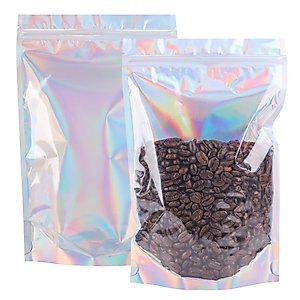 NPLUX Holographic Mylar Bags Resealable Smell Proof Bags for lip gloss,Jewelry,Pens,lash candy and More - Small Business Packaging Supplies(50PACK,5.5x8INCH)