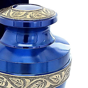 Trupoint Memorials Cremation Urns for Human Ashes - Decorative Urns, Urns for Human Ashes Female & Male, Urns for Ashes Adult Female, Funeral Urns - Blue, Large