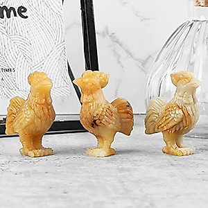 SMQ 2.0" Yellow Jade Crystal Rooster Statue Kitchen Decor Crystals and Healing Stones Hand-Carved Gemstone Animal Carving Collectibles for Home Office Garden(Gift Box)