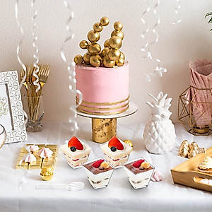 Fasmov Dessert Cups with Spoons, 100 Pack 4oz Square Clear Plastic Parfait Appetizer Cup, Plastic Tumbler Cups Pudding Cups for Fruit, Desserts, Mousse, Ice Cream