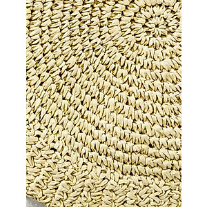 Seamido Straw Bag Handwoven Beach Bags Corn Straw Tote Woven Shoulder Bag For Women (Beige)