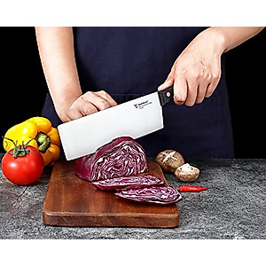 Humbee 7.5-Inch Nakiri Knife Razor Sharp High Carbon Stainless Steel Meat Cleaver, Vegetable Chopper Kitchen Knife Multipurpose Chef Knife