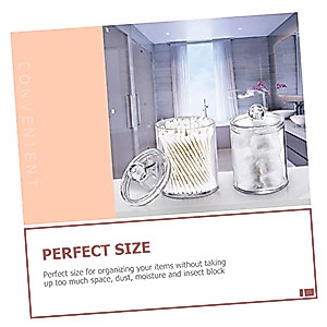 Homoyoyo 2pcs Box Cotton Ball Storage Box Makeup Storage Organizer Box Round Container with Lid Jewelry Organizer Clear Desktop Storage Case Acrylic Holder Toothpick Case Desktop Box