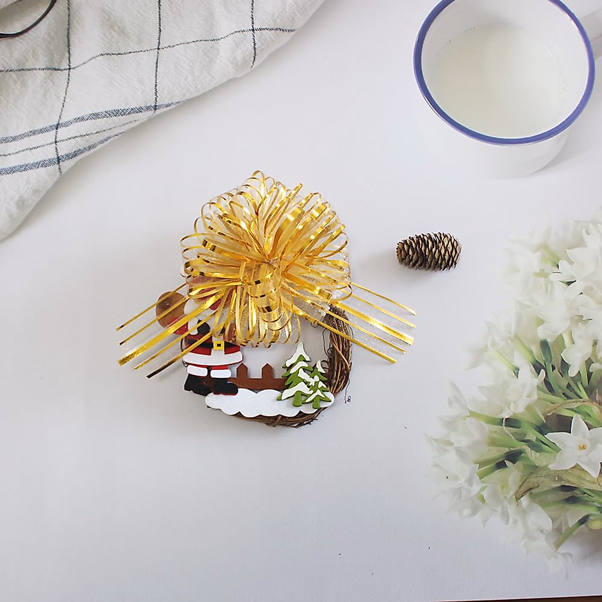 8Pcs Pull Bows,Large 6 Inch Pull Bow Present Wrapping Gold Pull Bow for Gift Wrapping Baskets Wedding Christmas Decorations (Gold)