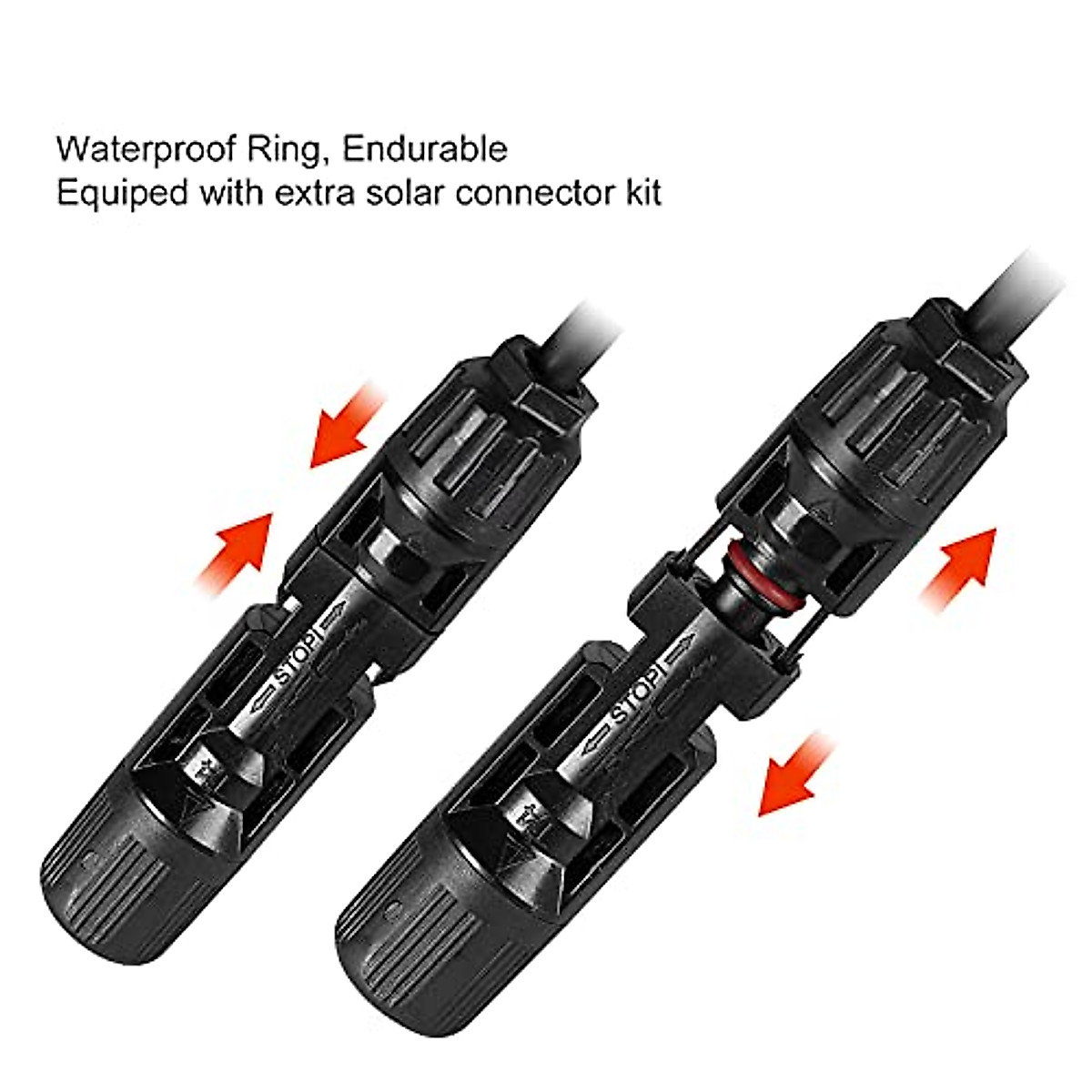 LDZZEL 12AWG 20 Ft Solar Extension Cable Wire Adapter Kit with Female and Male Connector (20FT Black and 20FT Red)