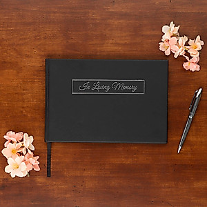 Black Guest Book – Hardcover Guest Book - 9" x 6" Guest Book with Debossed"in Loving Memory" Text – Funeral Book– Memory Book -Signature Book