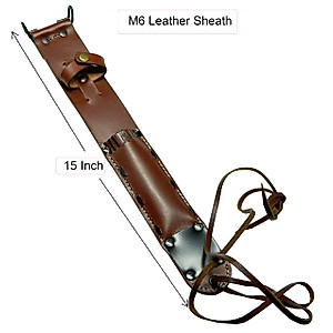 World War US M6 Leather Sheath for M3 Trench Knife Premium scabbard Drum Dyed Leather (Tan)