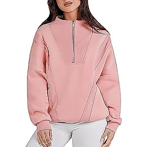 iHPH7 Women's Half Zip Cropped Sweatshirts Fleece Solid Color Zipper Long Sleeve Hoodies 2023 Fall Casual Jacket Y2K Clothes