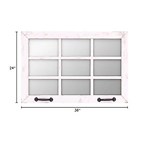 Patton Wall Decor 24x36 Distressed White Windowpane Wall Accent Mirror