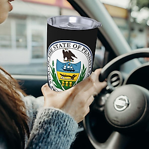 Biaomn Seal Of Pennsylvania Stainless Steel Tumbler Vacuum Insulated Travel Tumbler With Lid Coffee Mug Car Cup For Home Office Outdoor 20oz