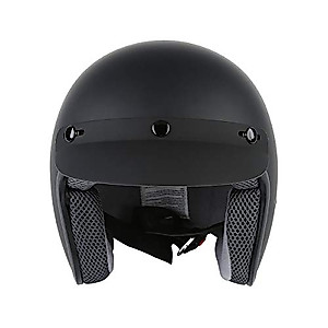 TCT-MOTORPARTS Adult Helmet 3/4 Open Face Motorcycle Scooter DOT Helmet Sun Visor Size Small Matte Black