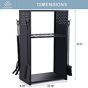 WILLOW WEAVE Firewood Rack Log Holder Wood Storage Rack 2 Layers Space-Saving Design with 4 Pieces Basic Heavy Duty Tools Easy to Put Together Great Use for Indoor Fireplace and Outdoor Firepit