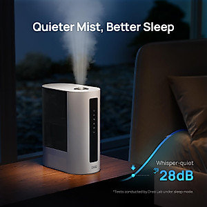 Dreo 6L Humidifier Large Room, Warm & Cool Mist Humidifiers for Bedroom, 60H Runtime, 12H Timer, Top Fill, Oil Diffuser, Humidity Indicator Light, Baby, Plants, Easy Clean, HM713