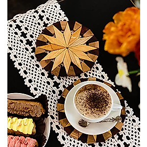 ECOSALL Natural Wood Trivets for Hot Dishes, Table and Kitchen Counter Set of 2 – Sturdy and Durable 7-inch Wooden Kitchen Hot Pads. Festive Design Table Décor – Housewarming and Kitchen Gift Idea