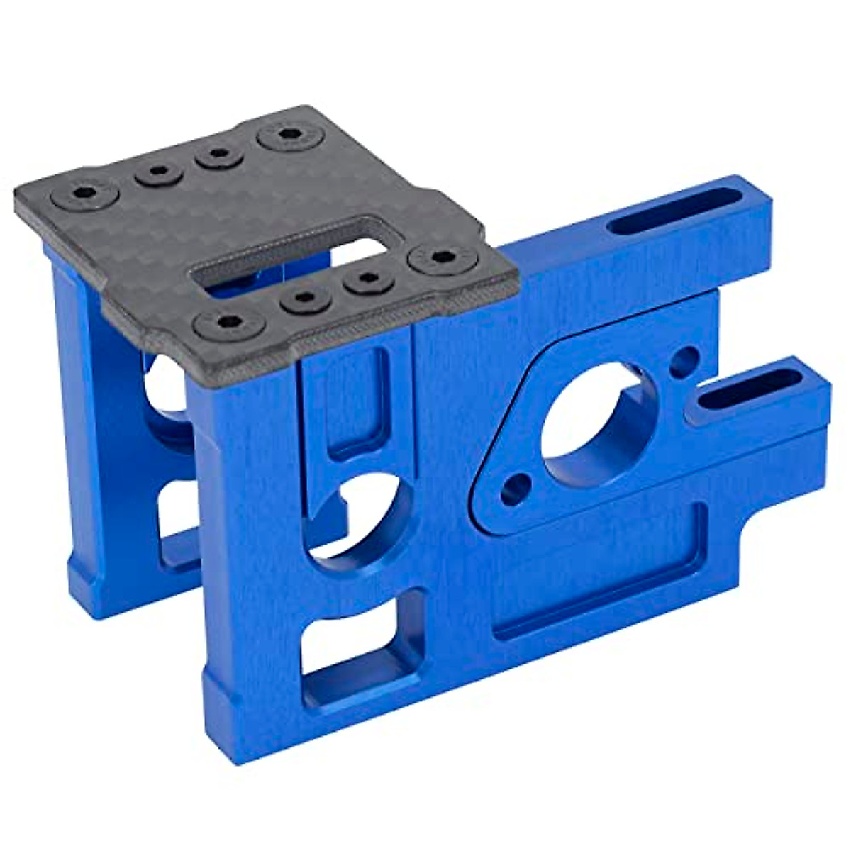 DKKY Aluminum 7075-T6 Motor Mount Set Motor Base Carbon Fiber Differential Cover for 1/8 Sledge 4WD Monster Truck 95076-4 49mm Motor RC Model Car Parts (Blue)