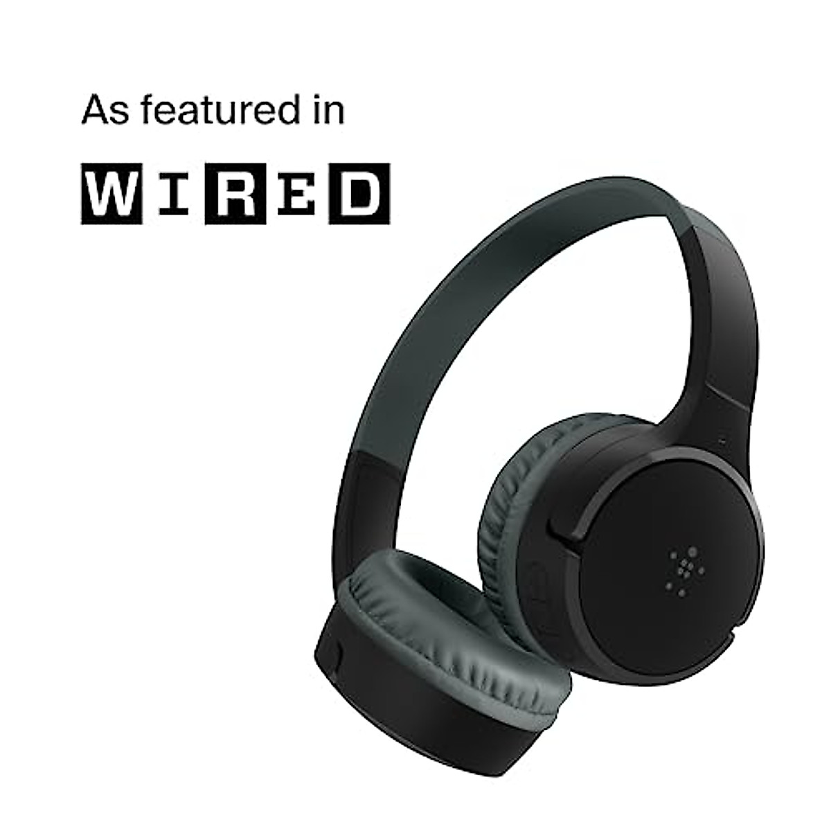 Belkin SoundForm Mini - Wireless Bluetooth Headphones for Kids with 30H Battery Life, 85dB Safe Volume Limit, Built-in Microphone - Kids On-Ear Earphones for iPhone, iPad, Fire Tablet & More - Black
