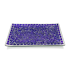 LushAccents Bathroom Accessories Set, 5-Piece Decorative Glass Bathroom Accessories Set, Soap Dispenser, Soap Tray, Vanity Tray, Jar, Toothbrush Holder, Elegant Lavender Mosaic Glass