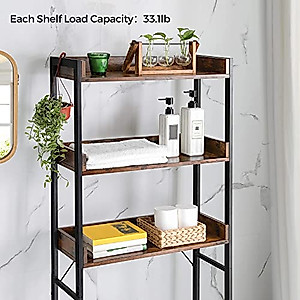 VASAGLE Over The Toilet Storage, 3-Tier Bathroom Storage Shelf, Over Toilet Bathroom Organizer, Rustic Brown and Black UBTS002B01