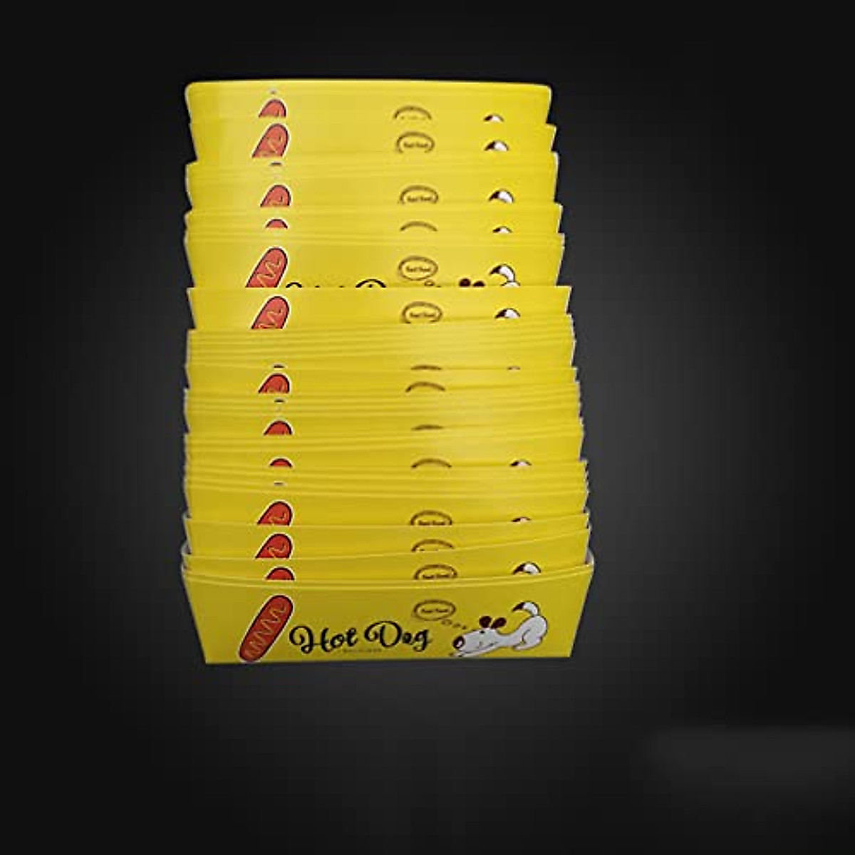 GANAZONO 50pcs Paper Hot Dog Trays Hot Dog Serving Dish Trays Disposable Fluted Dishes Corn Dogs Wrappers Breakfast Sausage Trays Hot Dog Cart Accessories