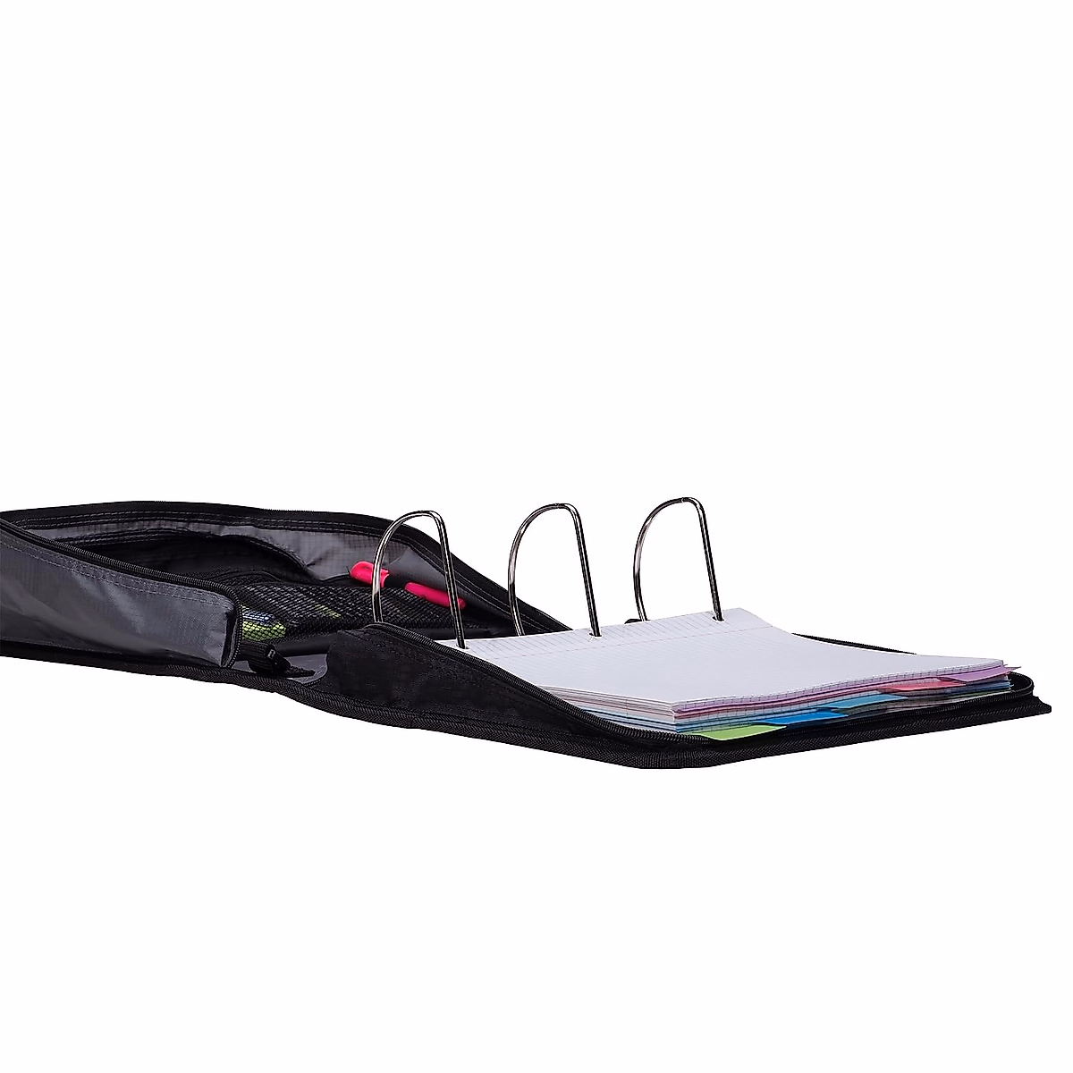 Case-it The King Sized Zip Tab Zipper Binder - 4 Inch D-Rings - 5 Subject File Folder - Multiple Pockets - 800 Sheet Capacity - Comes with Shoulder Strap - Red D-186