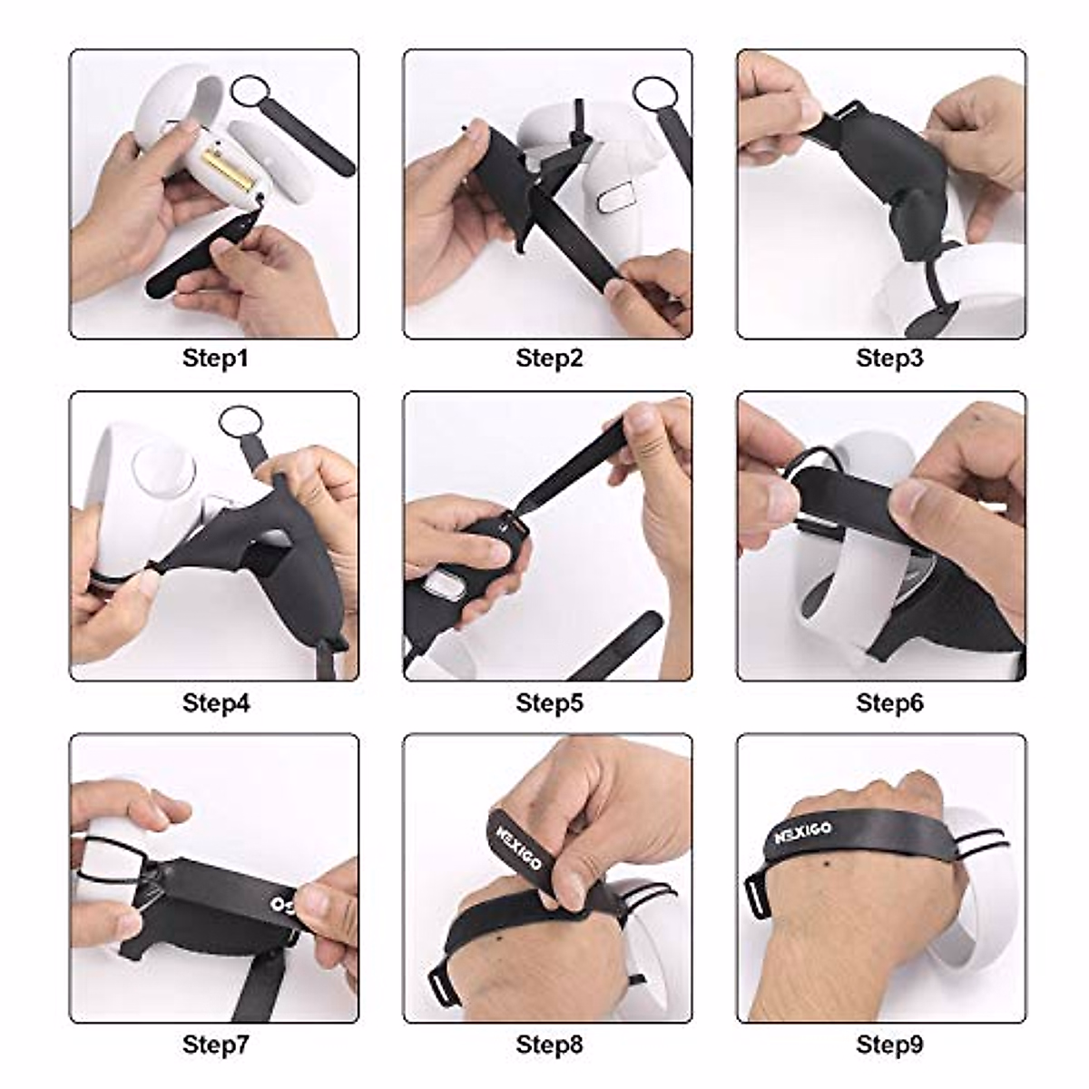 NexiGo Newest Touch Controller Grip Cover & Knuckle Strap & Lens Protect Cover Set for Oculus Quest 2, Professional Silicone Protection Accessories, Sweatproof, Anti-Fall, Matte White