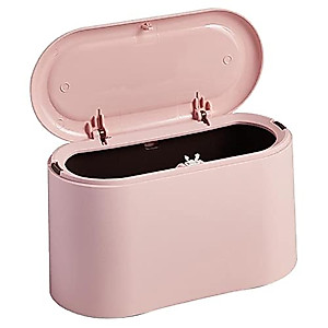 Leefasy Desk Trash Can Wastebasket Or Recycling Bin Garbage Waste Trash Bucket Lid Dust Bin for Home Or Office, Pink