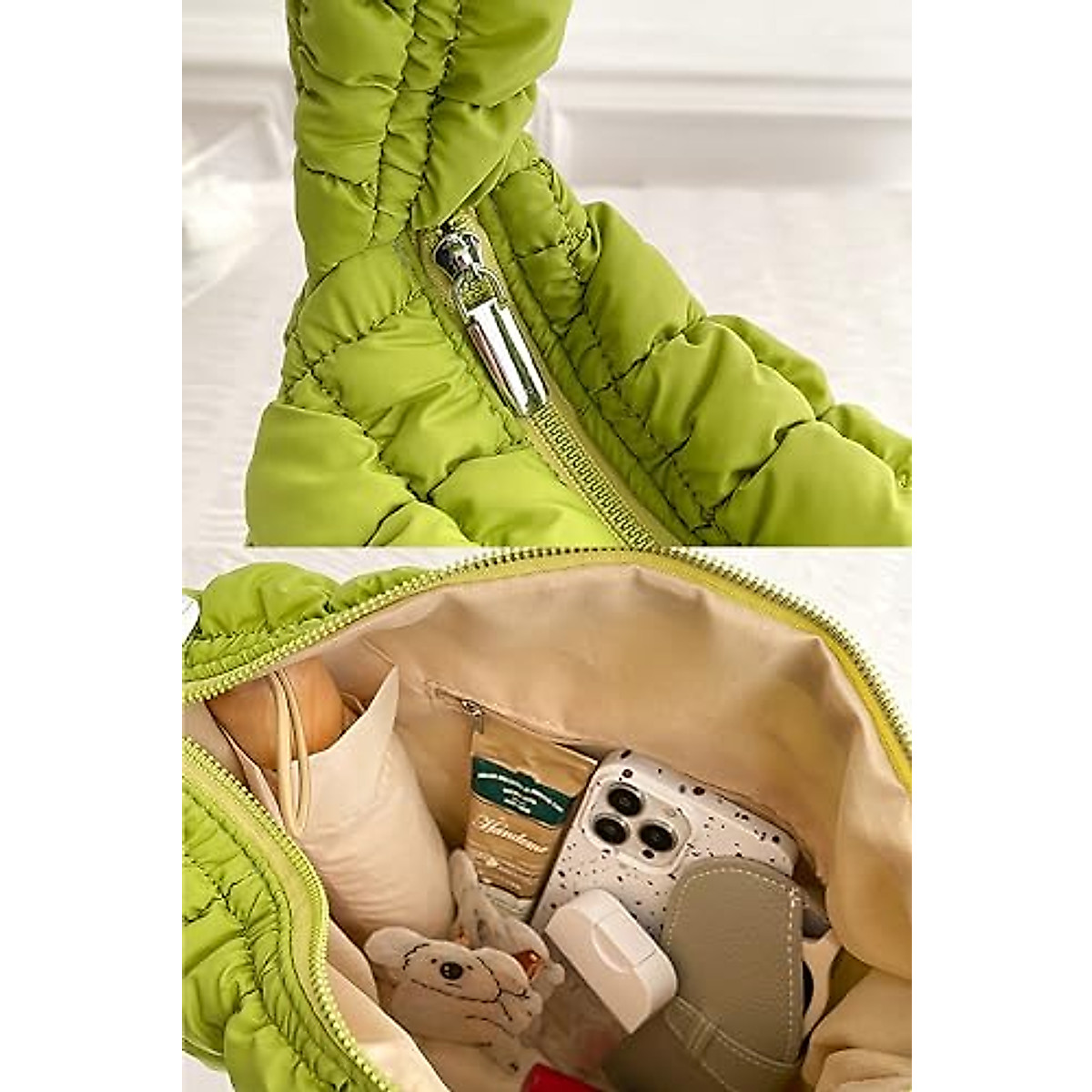 Quilted Tote for Women - Puffer Lightweight Padding Shoulder Hobo Satchel Handbag Cloud Bag With Zip 2024