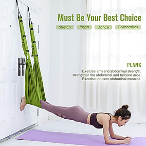 Yoga Stretching Strap, Adjustable Height Leg Stretcher Waist Back Stretch Band Aerial Yoga, Anti-gravity Inversion Exercises Door Flexibility Tensile Trainer for Rehab Pilates Dance Splits (Pink)