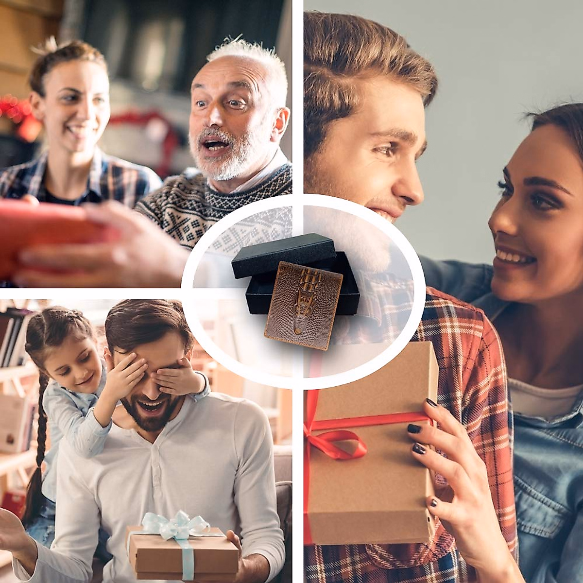 HRS Crocodiile Wallets for Men- Ultra Slim Genuine Leather Mens Bifold Wallet Vintage Personal with Alligator Embossed