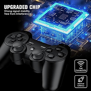 ewnol Wireless Controller for PS3, 2 Pack Play-station 3 Controller with Double Shock, Motion Control, 2 Charging Cables - Black