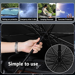 Foldable Windshield Umbrella Sun Shade with Storage Pouch,99% UV Blocking Sun Visor, Interior Accessories Sun Heat Protection,Universal Size Sun Shade Cover for Car Truck SUV