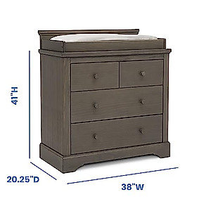 Simmons Kids Paloma 4 Drawer Dresser with Changing Top and Interlocking Drawers - Greenguard Gold Certified, Rustic Grey