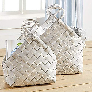 Mud Pie Woven Wood Weave Baskets, 2 Piece Set