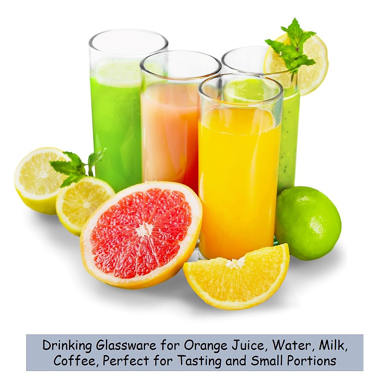 BOHEM'S Small Juice Glasses, Mini Clear Glass Cups Tumblers, Drinking Glassware for Orange Juice, Water, Milk, Coffee, Perfect for Tasting and Small Portions, Set of 6 (5 oz)