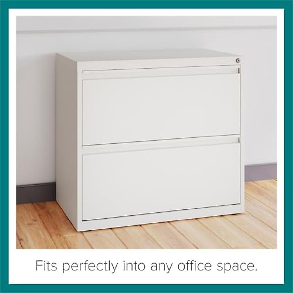 Hirsh 30" W Modern Metal Lateral File Cabinet with 2 Drawers & Secure Lock, Powder Coat, for Home/Office, in White Finish