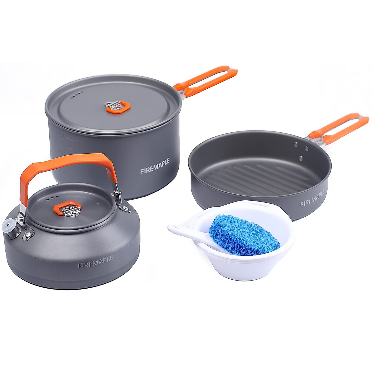 Fire-Maple Feast 2 Camping Cookware Set | Outdoor Cooking Gear Set with Pot, Kettle, Pan, Bowls and Spatula | Premium Construction | Ideal Mess Kit for Backpacking, Hiking, Car Camping and Emergency
