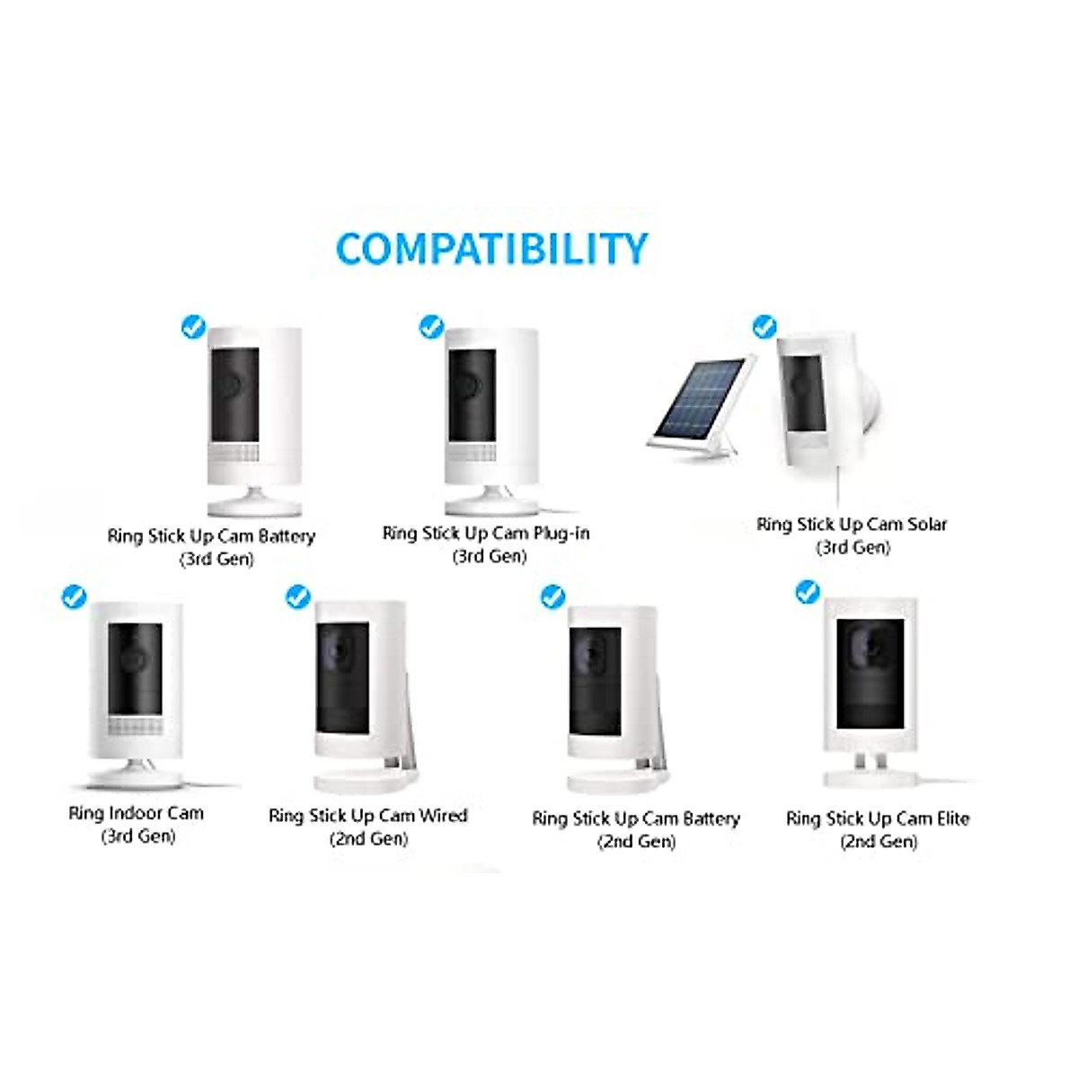 3 Pack Wall Mount for Ring Camera&Stick Up Cam Wired/Indoor Cam//Battery Cam/Ring Plug-in HD Security Cam,Indoor Outdoor Bracket for Wyze Cam Pan/V2 /V3/Outdoor, 360° Adjustable Mounting Bracket